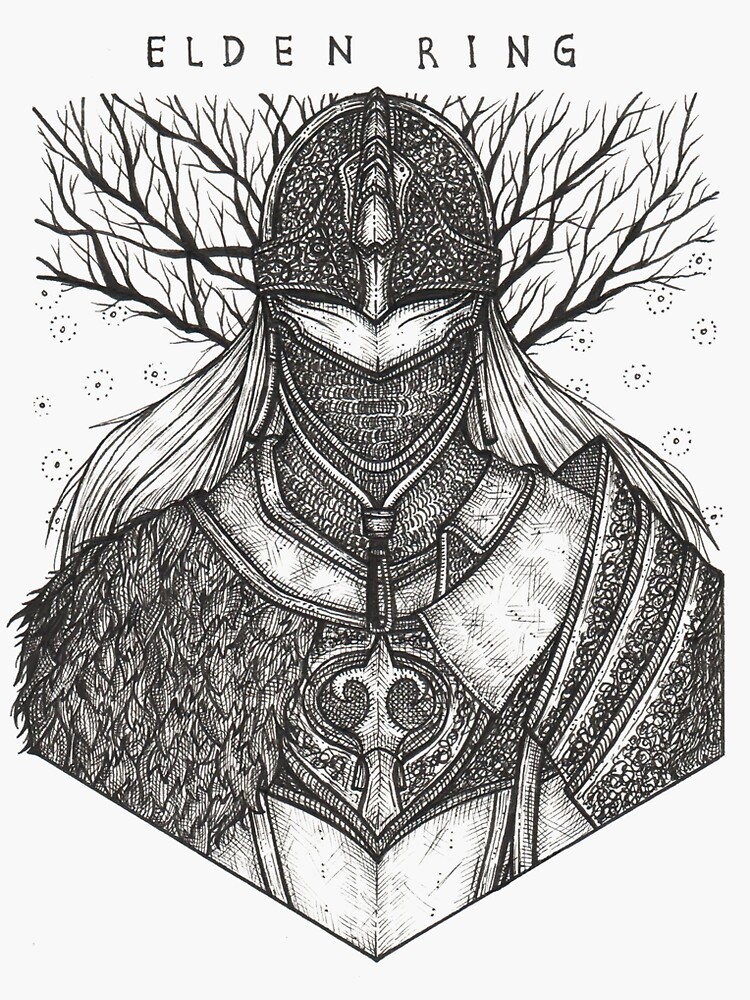 "Elden Ring Warrior Sketch Elden Ring Elden Ring" Sticker by Greta ...