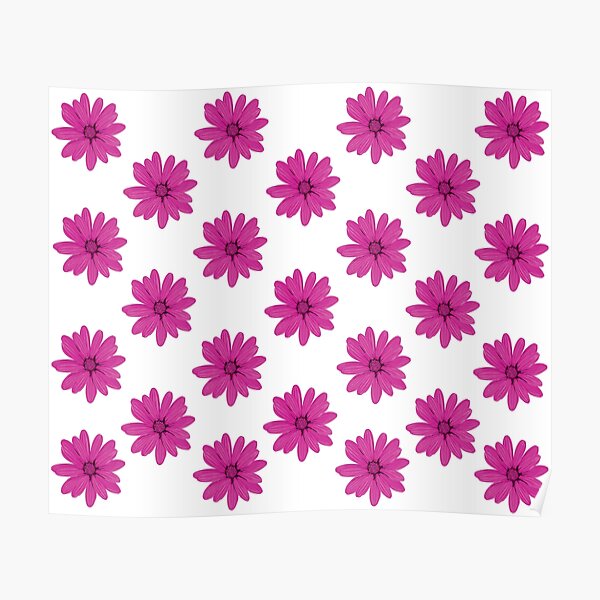 "Hot Pink Flower Pattern on White Background" Poster for Sale by ...