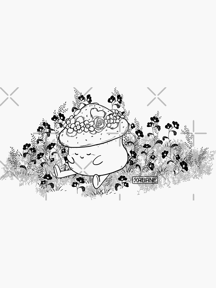 "Napping in the Flower Bed" Sticker by Xabane | Redbubble