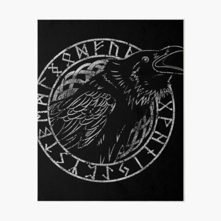 "Viking Odin raven with runes and scandinavian runic symbols alphabets ...