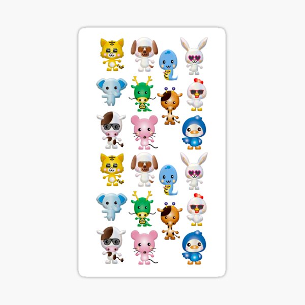 "Ditsy characters" Sticker by CLfiftyone | Redbubble