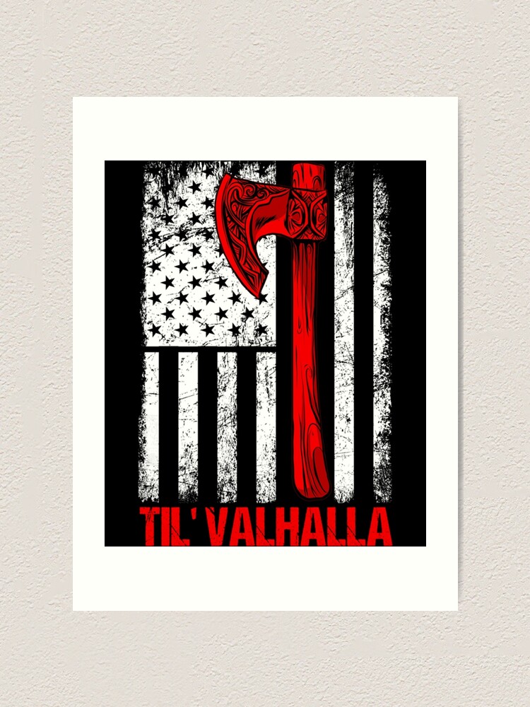 "Viking US Flag, Til Valhalla, Odin NOrse Man Classic ." Art Print for ...