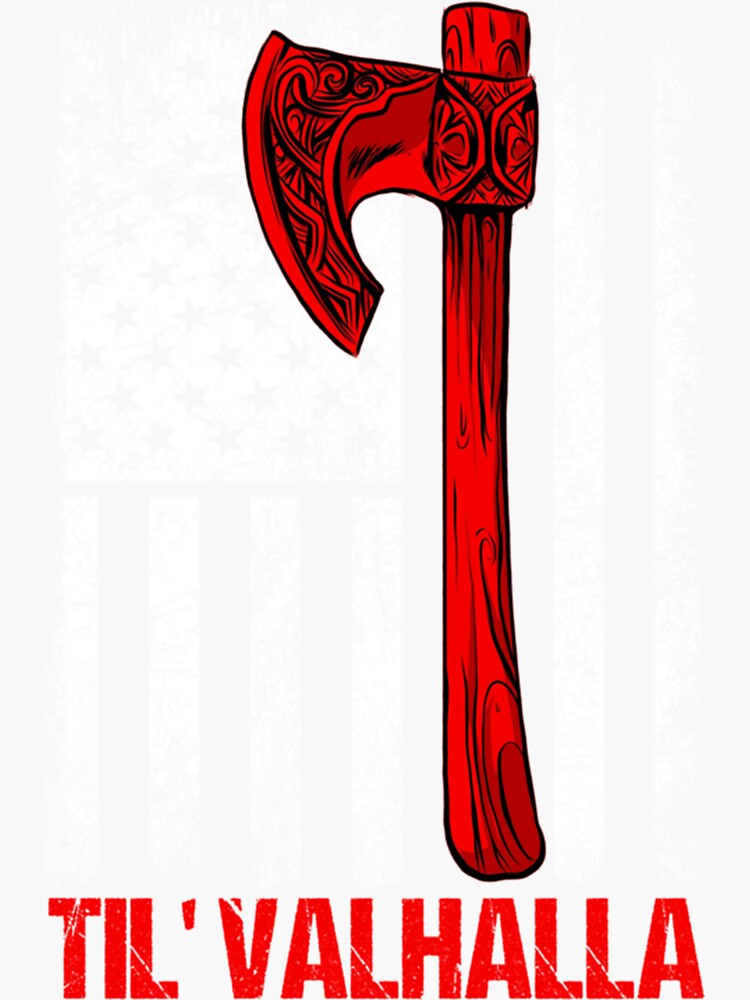 "Viking US Flag, Til Valhalla, Odin NOrse Man Classic ." Sticker by ...