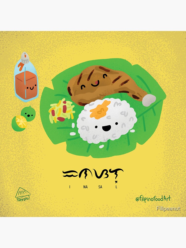"Chicken Inasal with Baybayin" Sticker by Filipeanut | Redbubble