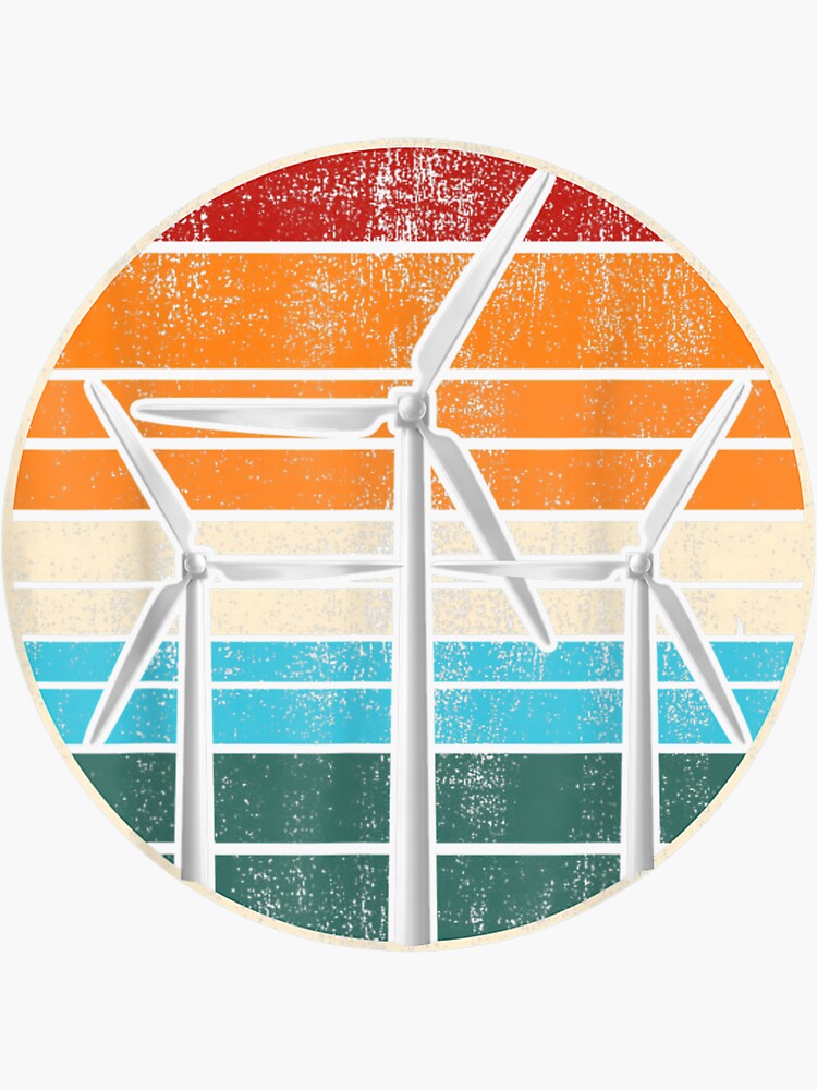 "Windmill Retro Vintage Climate Change Earth Day" Sticker by MoussaTall ...