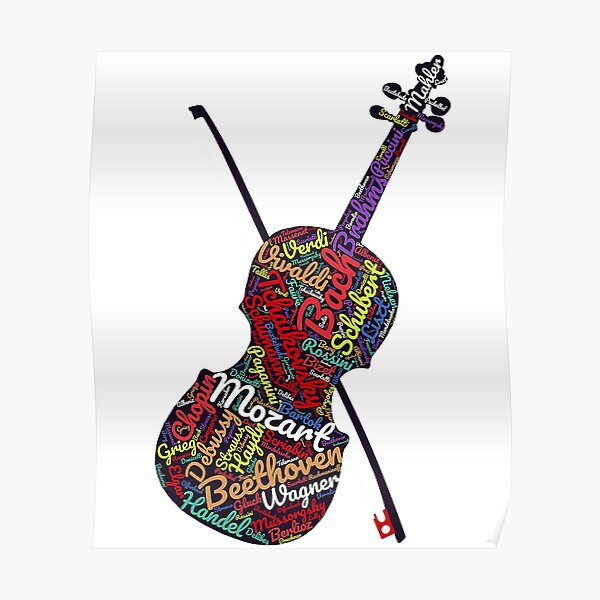 "Classical Music Composers Violin Word Art" Poster for Sale by ...