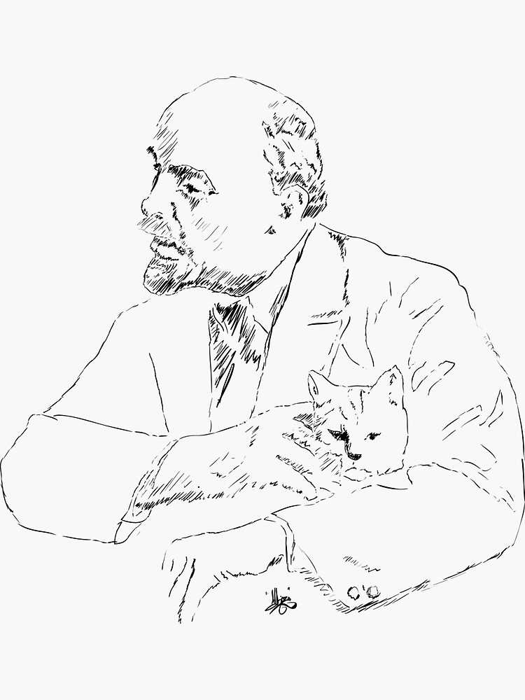 "Lenin with his cat" Sticker by Volkanicworx | Redbubble