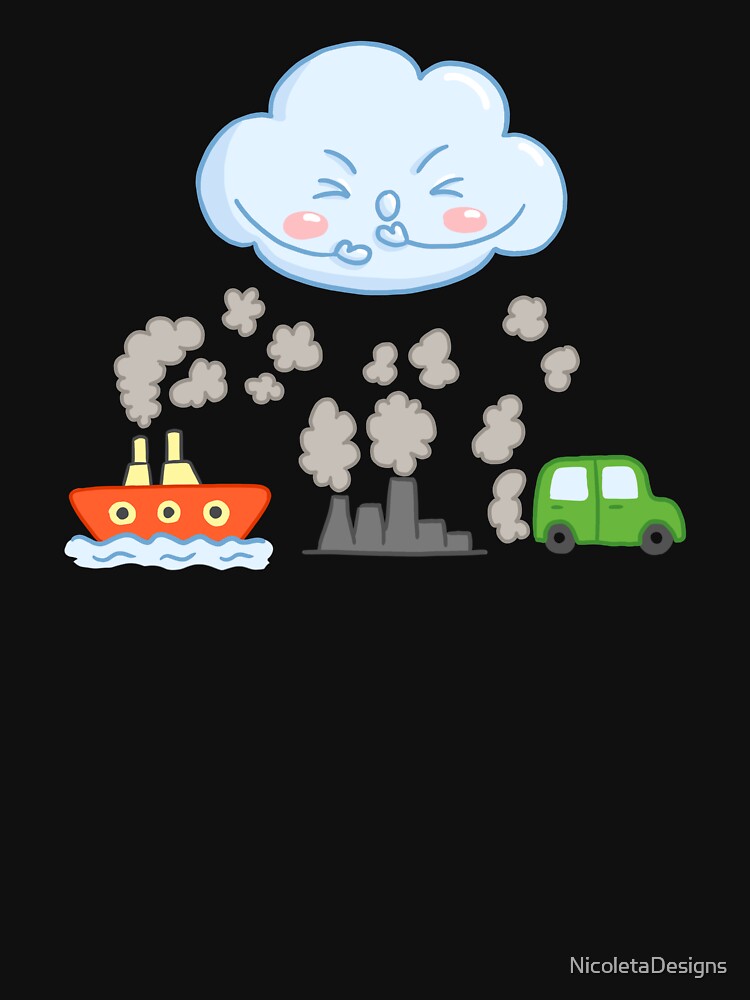 "Cute Kawaii Cloud cough caused by air pollution" T-shirt for Sale by ...