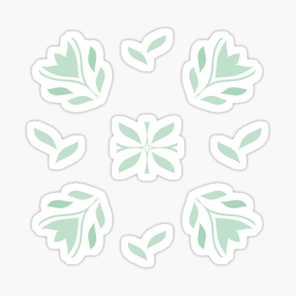 "Pastel Green Floral Leaves Sticker Pack" Sticker by PixelsPatterns ...