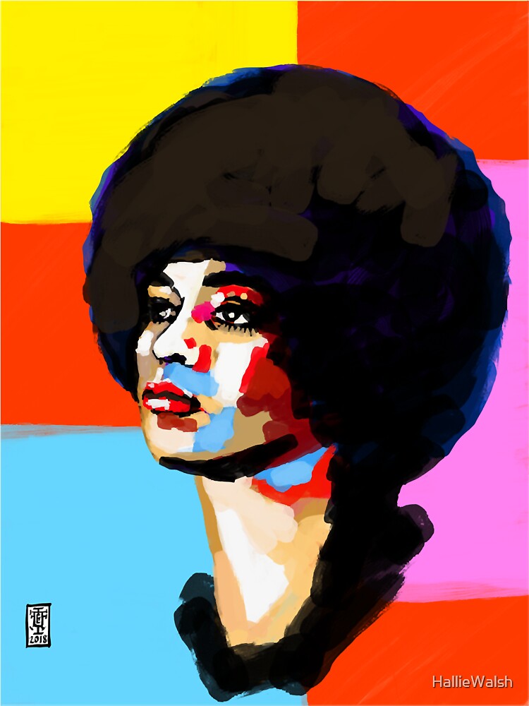"Angela Davis Illustration" Sticker by HallieWalsh | Redbubble