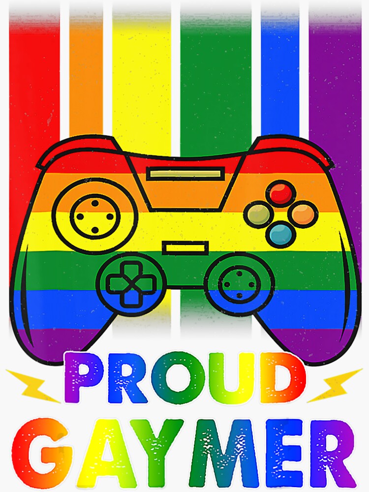 Proud Gaymer Gamer Gay Pride Lgbt Retro Sticker By Messeriveskaivu