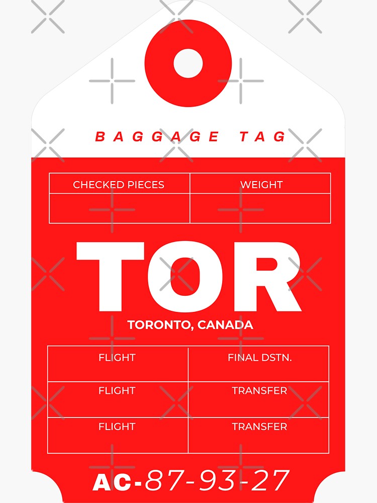 "Flight Ticket | Baggage Tag | Toronto | Canada" Sticker by mattades ...