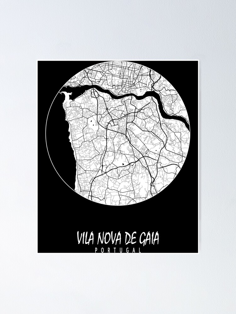 "Vila Nova de Gaia City Map of Porto, Portugal - Full Moon Classic ...