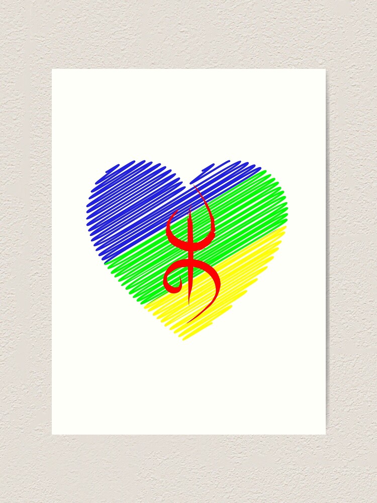 "Amazigh Flag Berbers Colors Art Tifinagh sign heart" Art Print for ...
