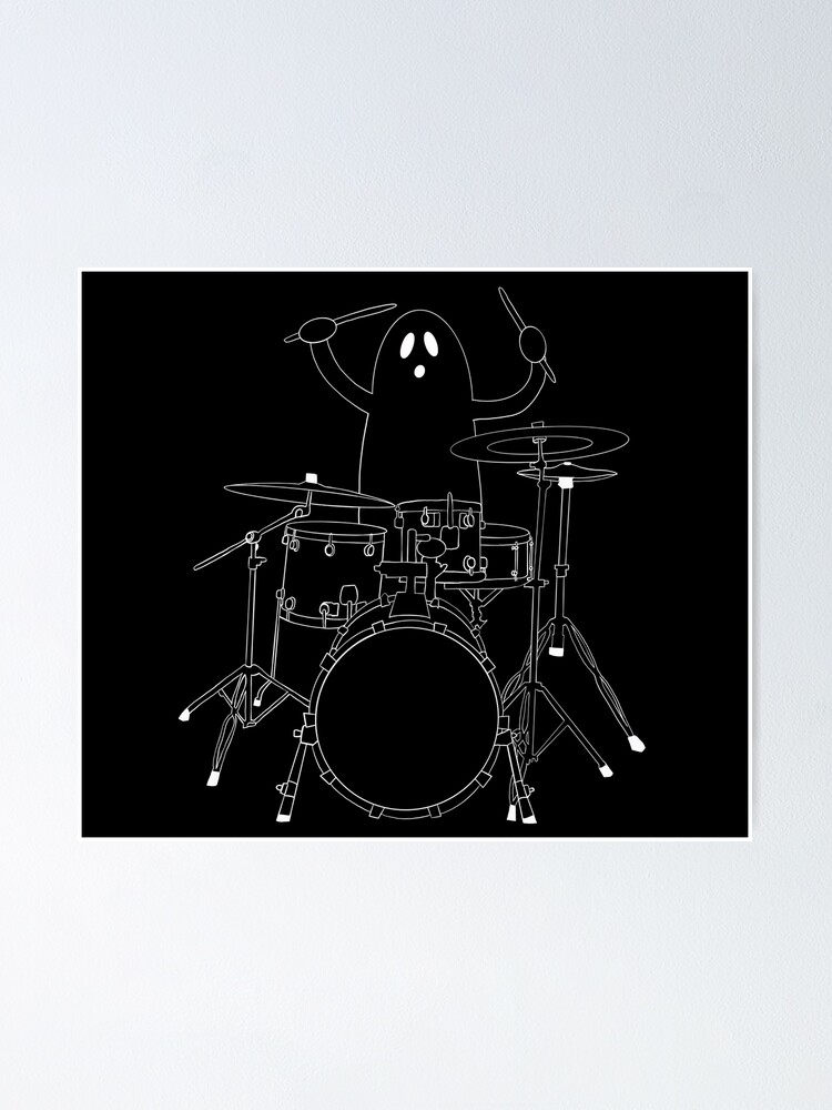 "Ghost Rocker Drummer White outline" Poster for Sale by limitLIS ...