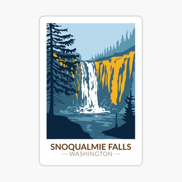"Snoqualmie Falls Washington Waterfall Vintage" Sticker by ...