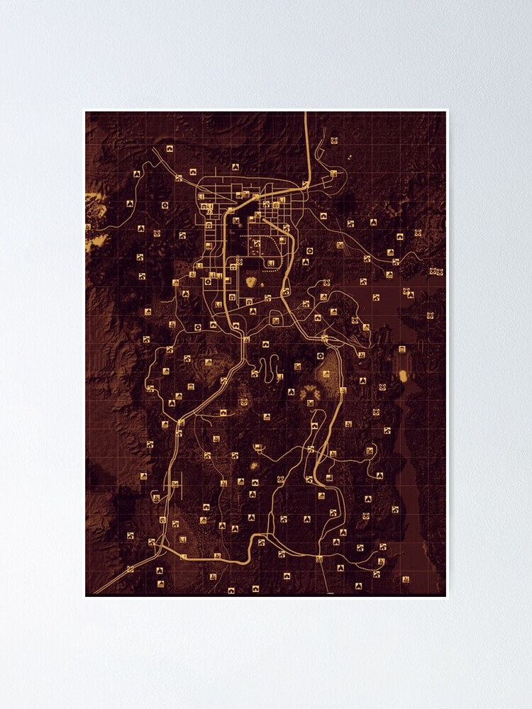 "Fallout New Vegas Map " Poster for Sale by Fallout76ers | Redbubble