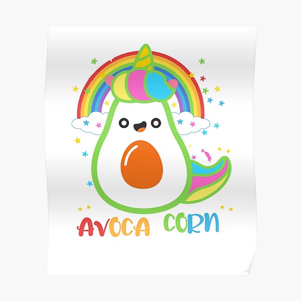 "Funny Avocado Unicorn Cartoon Fruit" Poster for Sale by FruiToon ...