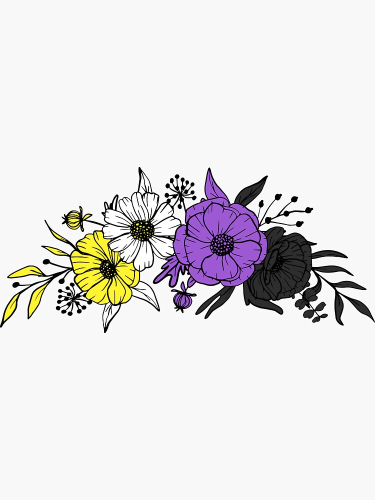 "Non Binary Flowers" Sticker by Pridish | Redbubble
