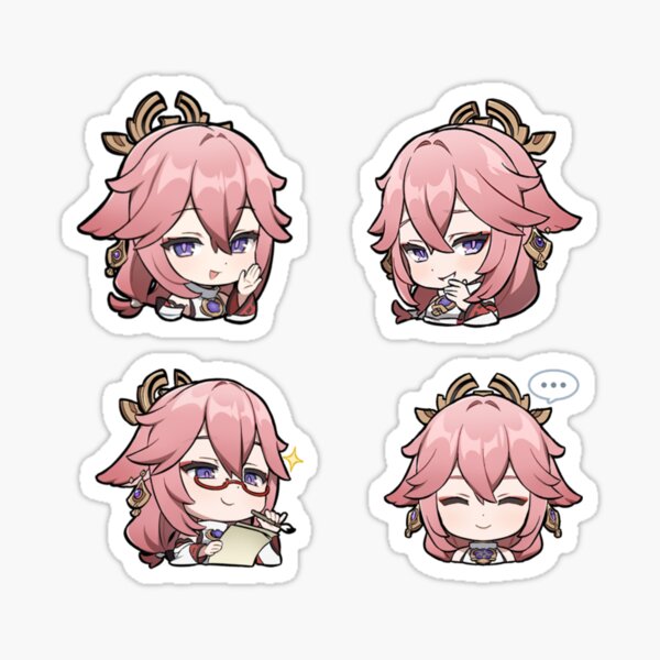 Pegatina «Pegatinas de impacto de Yae Miko Genshin» de joruriart | Redbubble