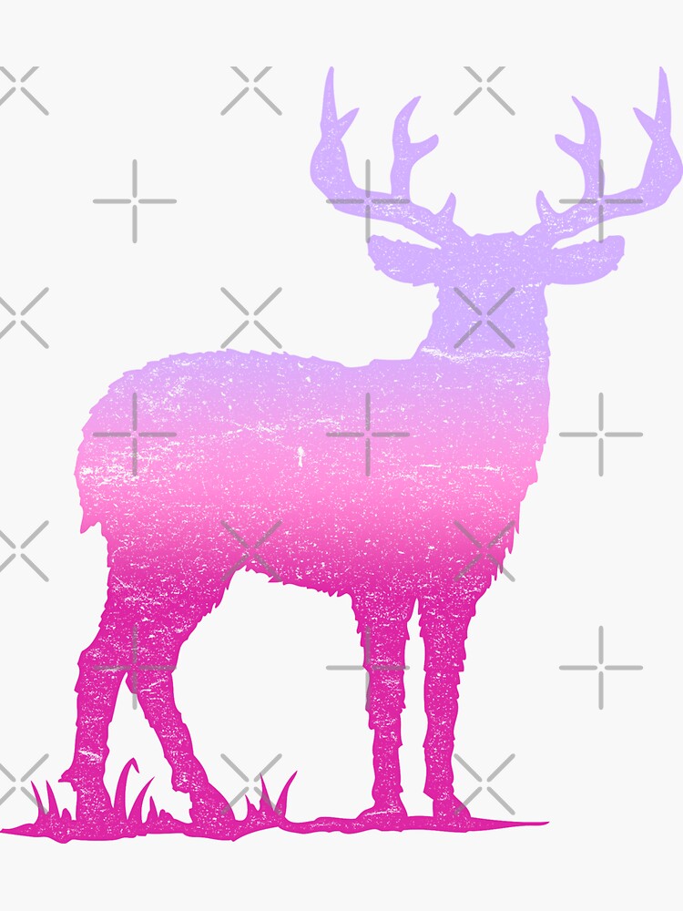 "Pink and Purple Gradient Deer/Stag with Worn Texture" Sticker by ...