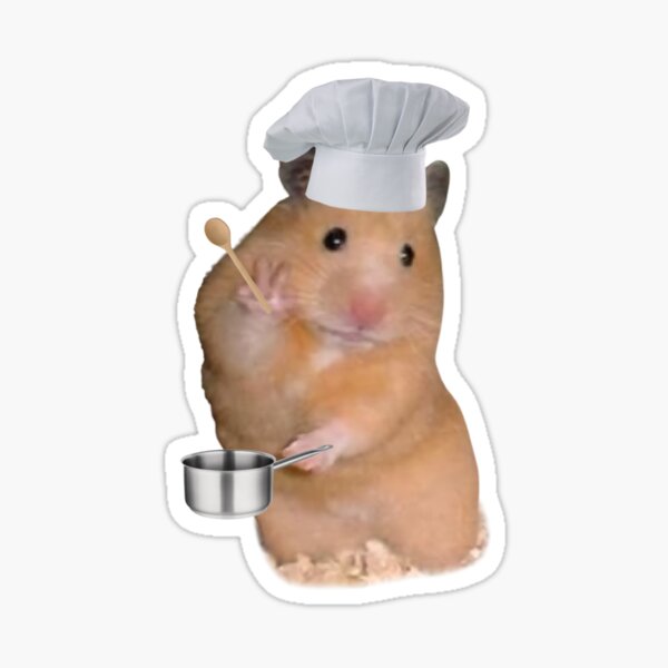 "Hamster peace sign meme as chef " Sticker by DesignsByRikke | Redbubble