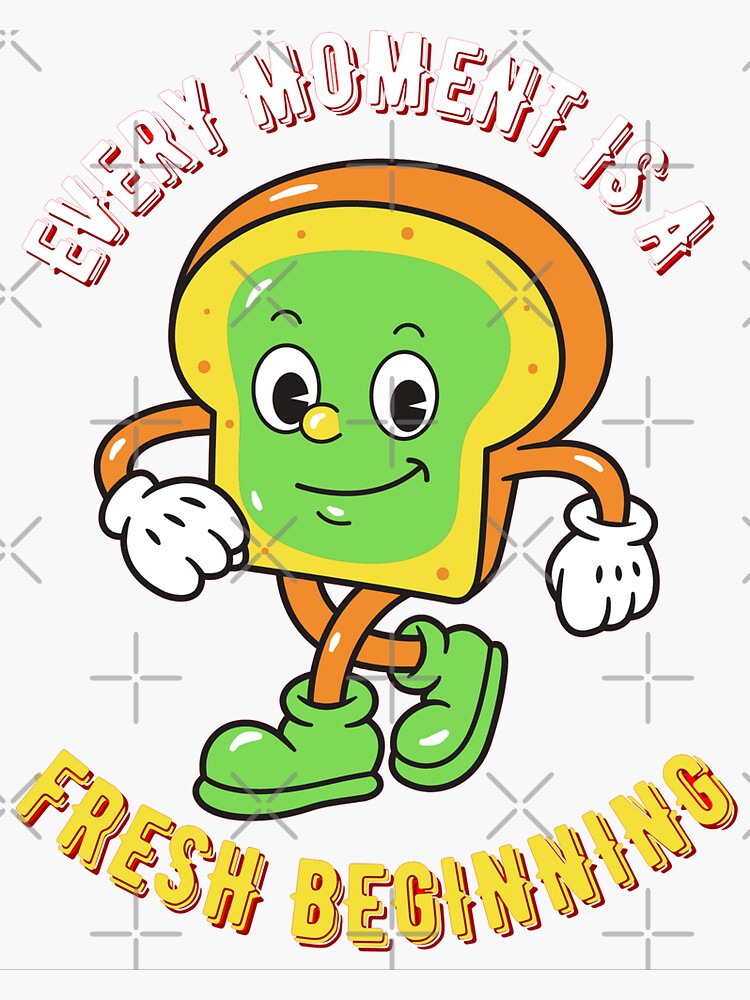 "Yellow Green Food Cartoon Sandwich Every Moment" Sticker by Affuabbu ...