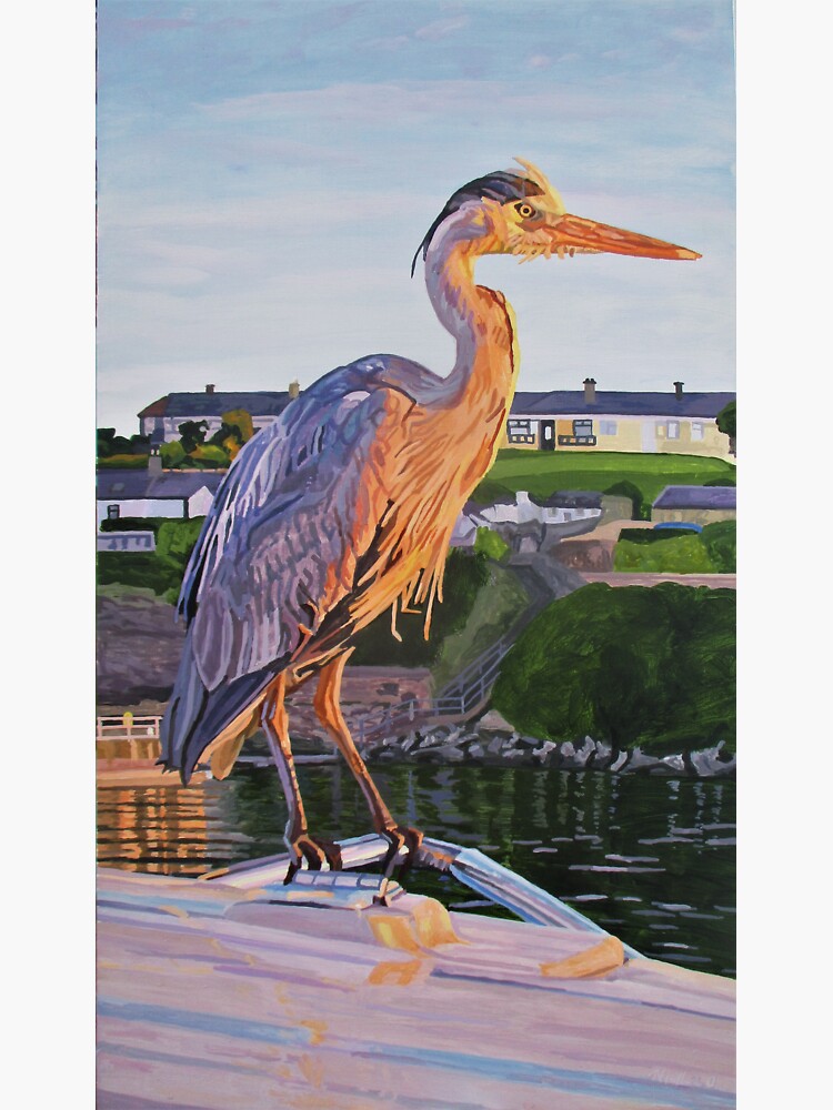 "Heron On Rory's Boat" Sticker by eastcorkpainter | Redbubble