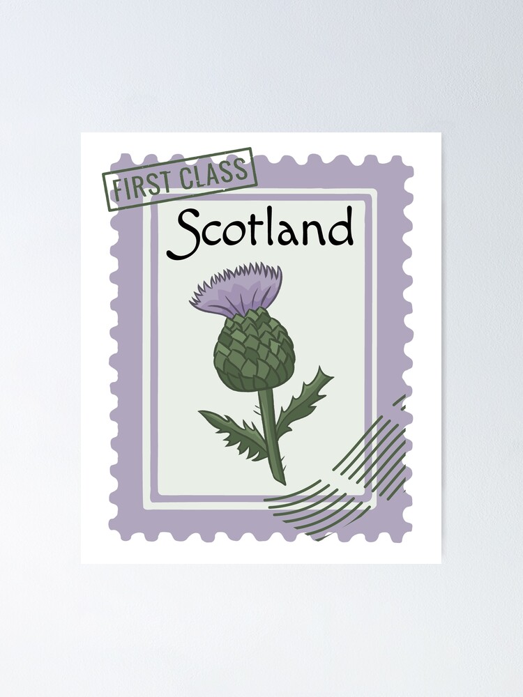 "Scotland Thistle Flower Postage Stamp" Poster for Sale by ...