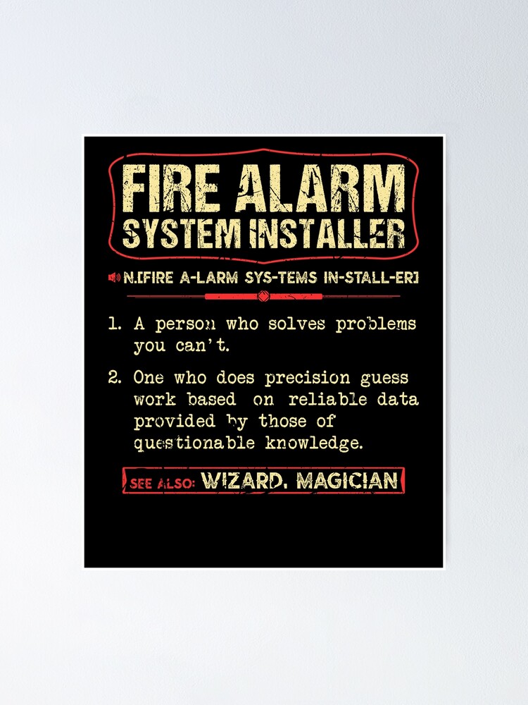 Póster «Detector de humo del instalador del sistema de alarma contra ...