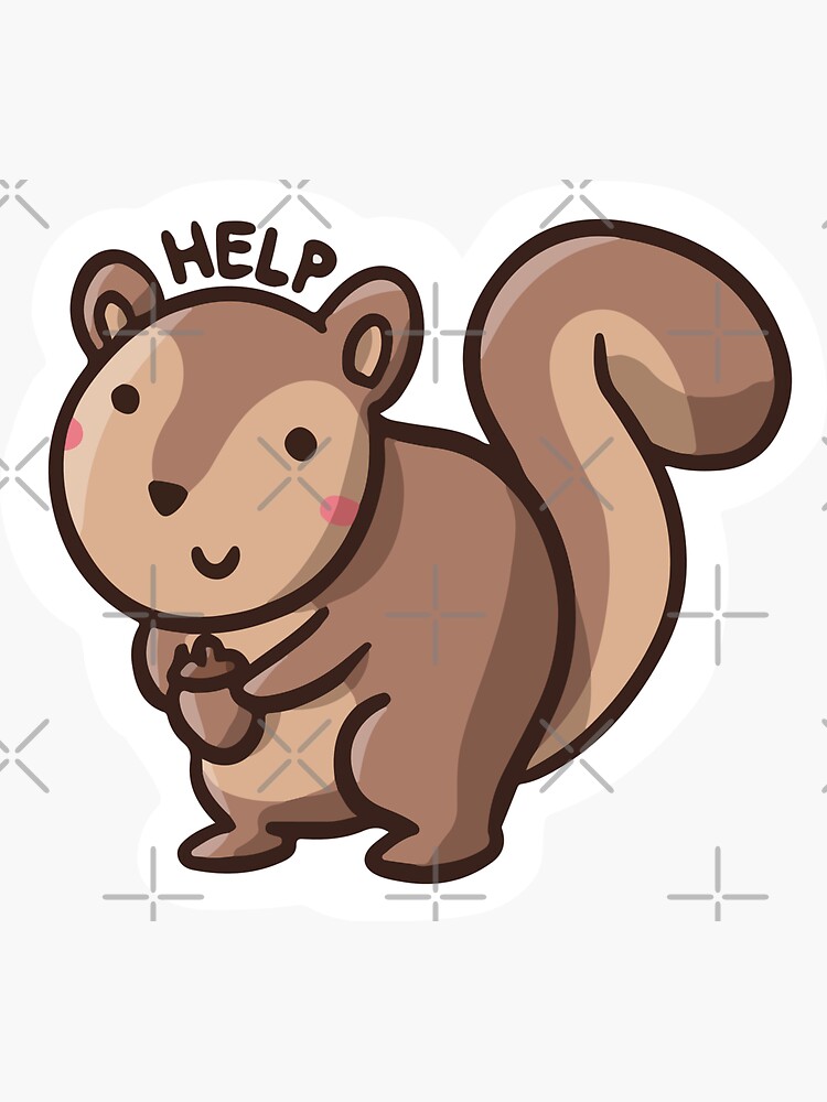 "Squirrel Help" Sticker by helpillust | Redbubble