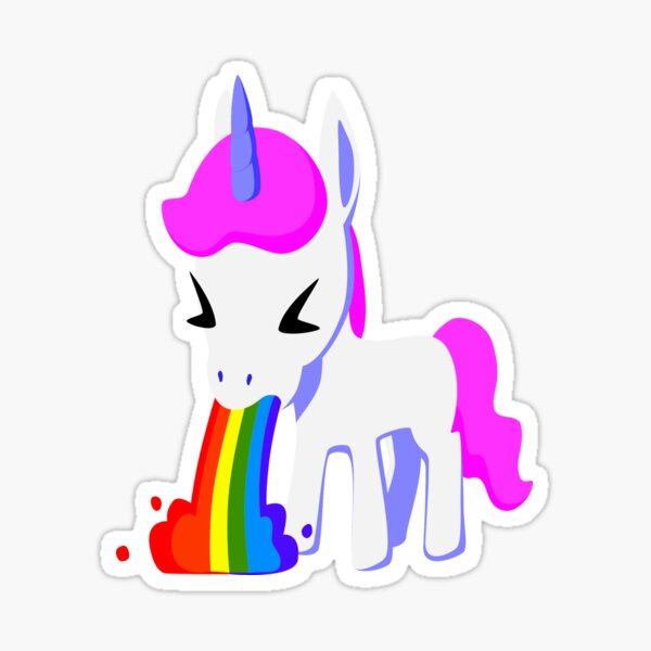 "Vomiting Unicorn" Sticker by Funny-Fancy | Redbubble