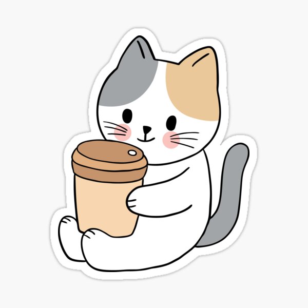 "Coffee Cat" Sticker by FatCatMouse | Redbubble
