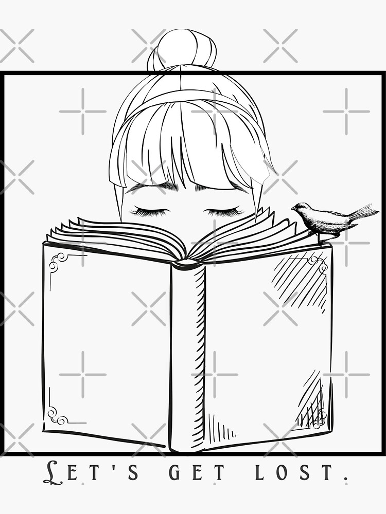 "Let's Get Lost, book, reading, reader, adventure" Sticker by emily-go ...