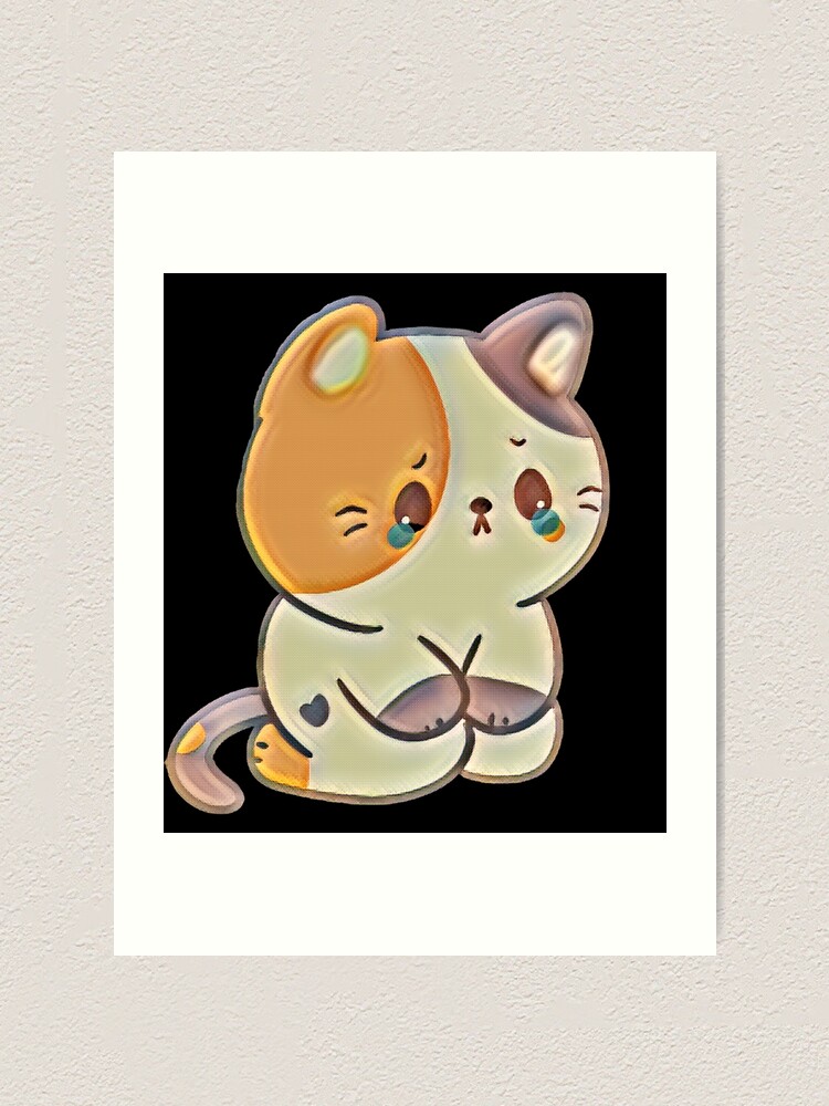 "Why So Sad Anime Kitty,Calico Cats, Sad Kitty" Art Print for Sale by ...