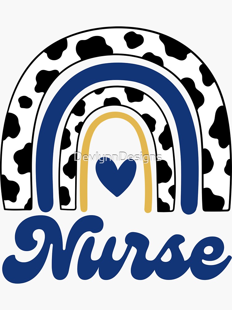 "Nurse Cow Print Rainbow | Gift For Nurse | Nursing Student" Sticker by ...