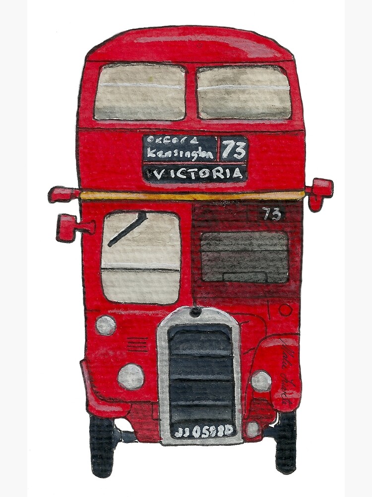 "London bus illustration - London Double Decker - in watercolor" Poster ...