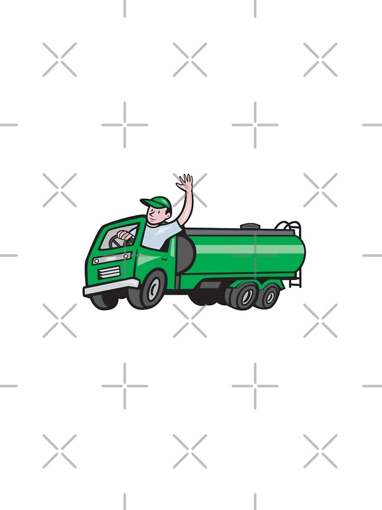 "6 Wheeler Tanker Truck Driver Waving Cartoon" Graphic T-Shirt Dress by ...