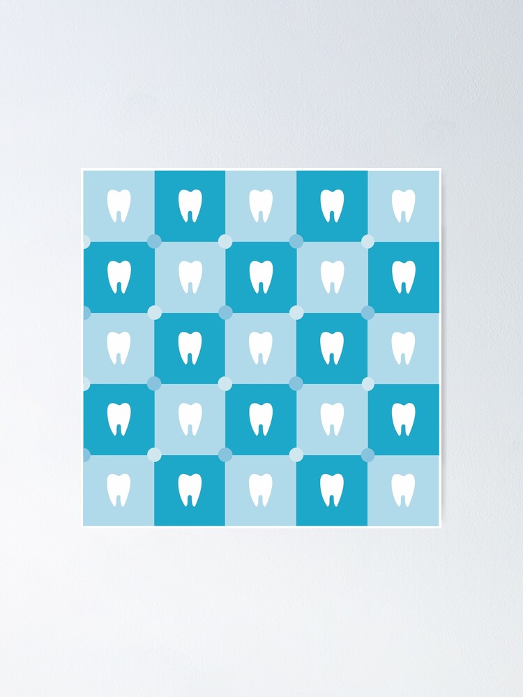 "Funny teeth pattern in blue color. Cute tooth art. dental tooth design ...
