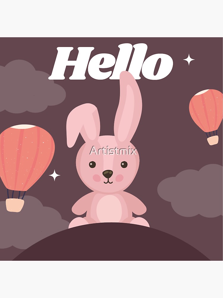 "Hello Rabbit " Sticker for Sale by Artistmix | Redbubble