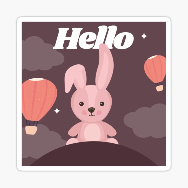 "Hello Rabbit " Sticker for Sale by Artistmix | Redbubble