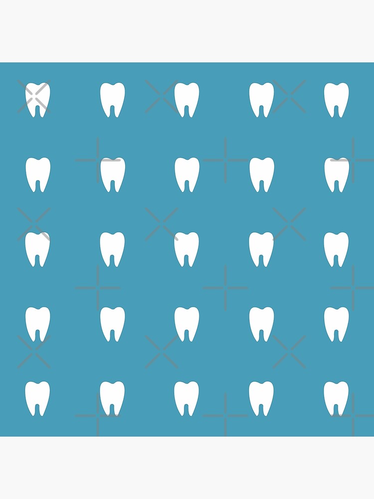 "Blue teeth pattern. Cute tooth art. dental tooth design" Poster for ...