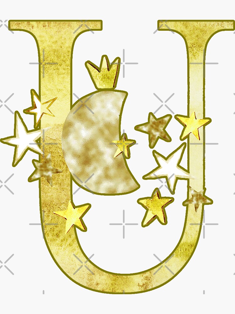 "Letter U stars and moon" Sticker for Sale by Astralia | Redbubble