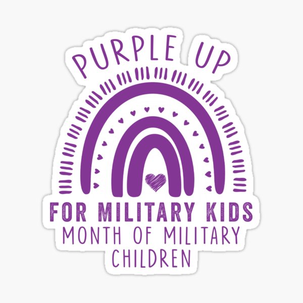 "Purple Up for Military Kids Month Military Child Rainbow" Sticker by ...
