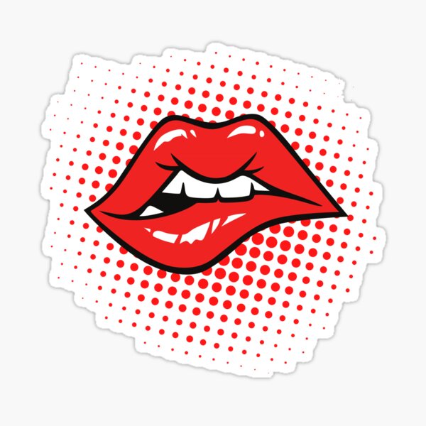 "biting lips" Sticker for Sale by Alexa5454 | Redbubble