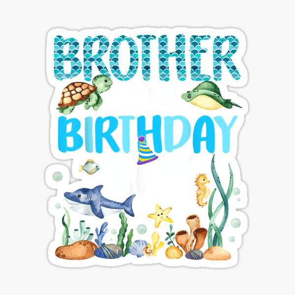 "Bruder des Geburtstagskindes Sea Fish Ocean Animals Aquarium" Sticker ...