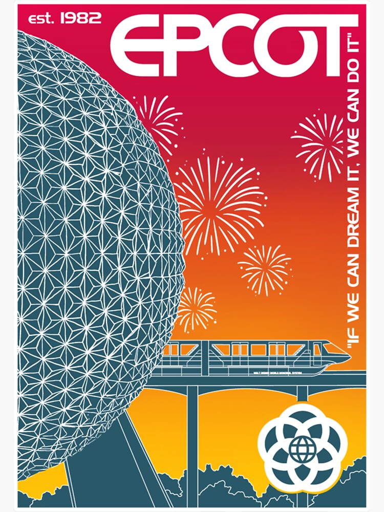 "Epcot Center Retro Rainbow" Sticker for Sale by chabezlprodinm | Redbubble