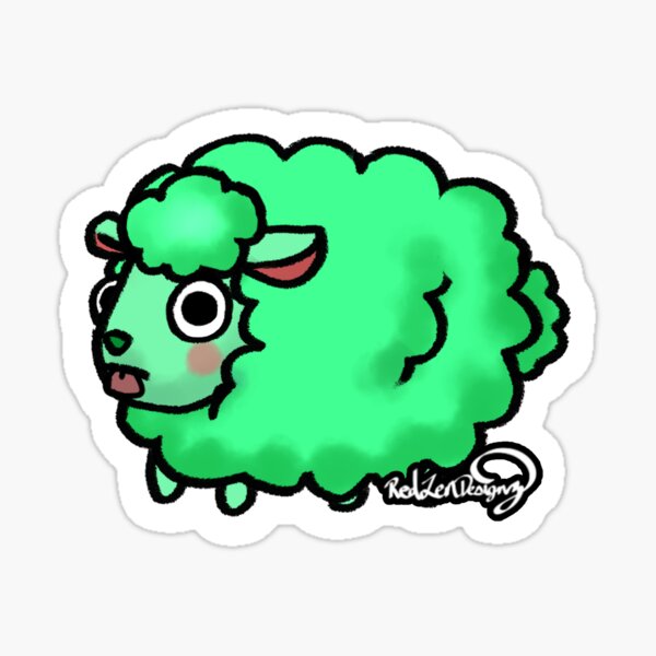 "Cute Green Sheep! by RedZenDesignz" Sticker by RedZenDesignz | Redbubble