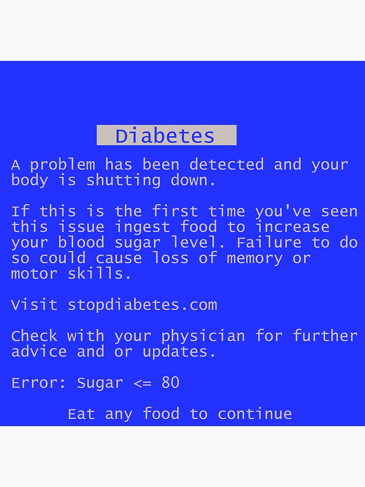 "Diabetes BSOD" Sticker for Sale by fz80ld | Redbubble
