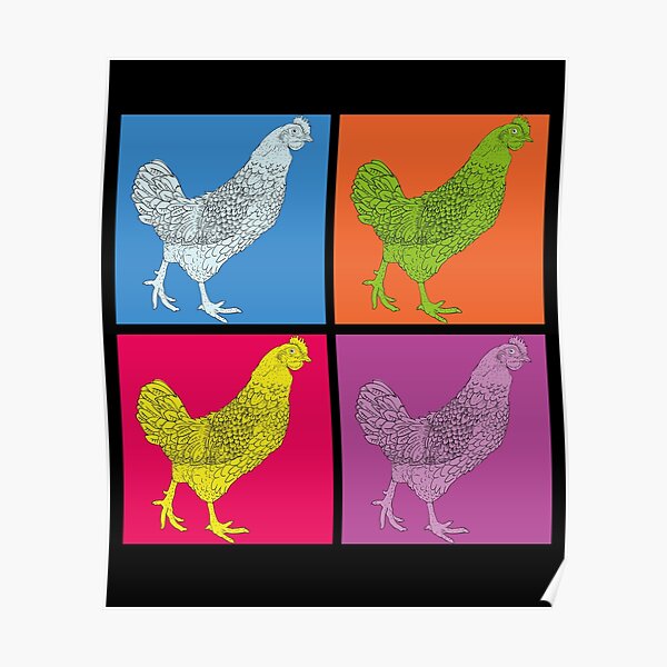 "Chicken Pop Art Farming Hen Farmer Farn Animal Chicken" Poster for ...